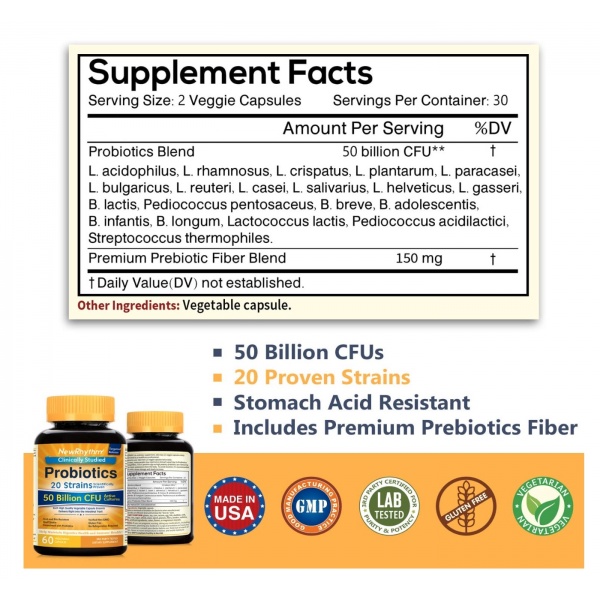 PROBIOTICS 50 BILLION (60 PASTILLAS) - Vitamins Store