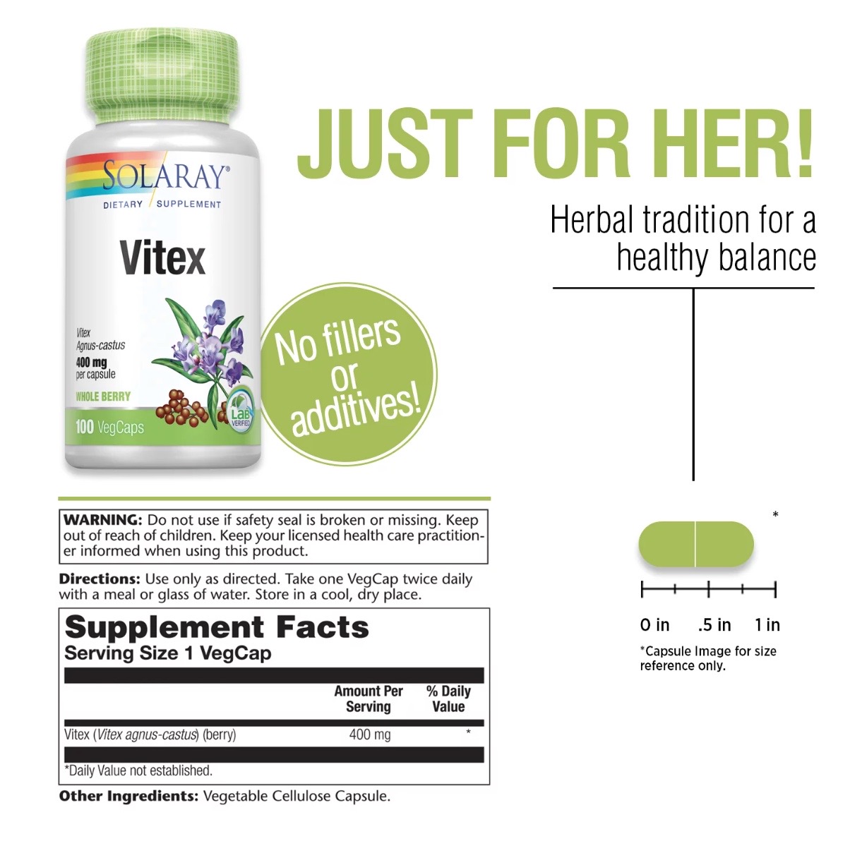 VITEX 400 MG (100 CÁPSULAS) - Vitamins Store